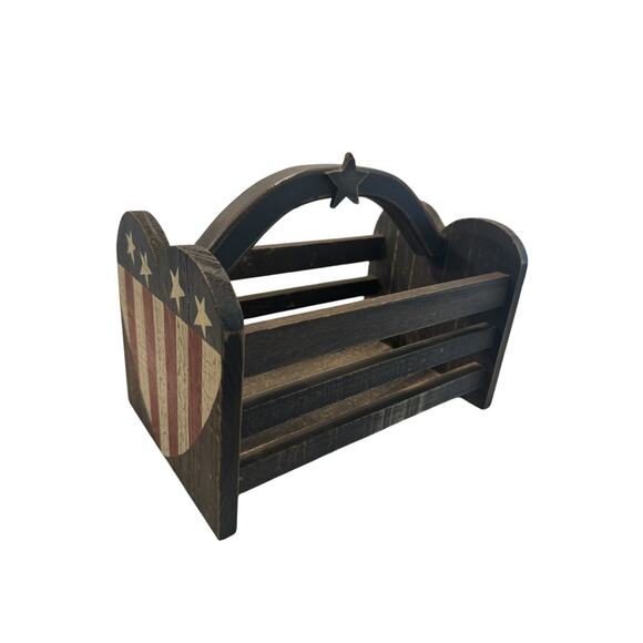 Handmade | Accents | Vintage American Wood Storage Caddy Rustic ...